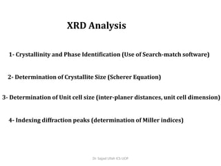 X-ray diffraction analysis for material Characterization | PDF