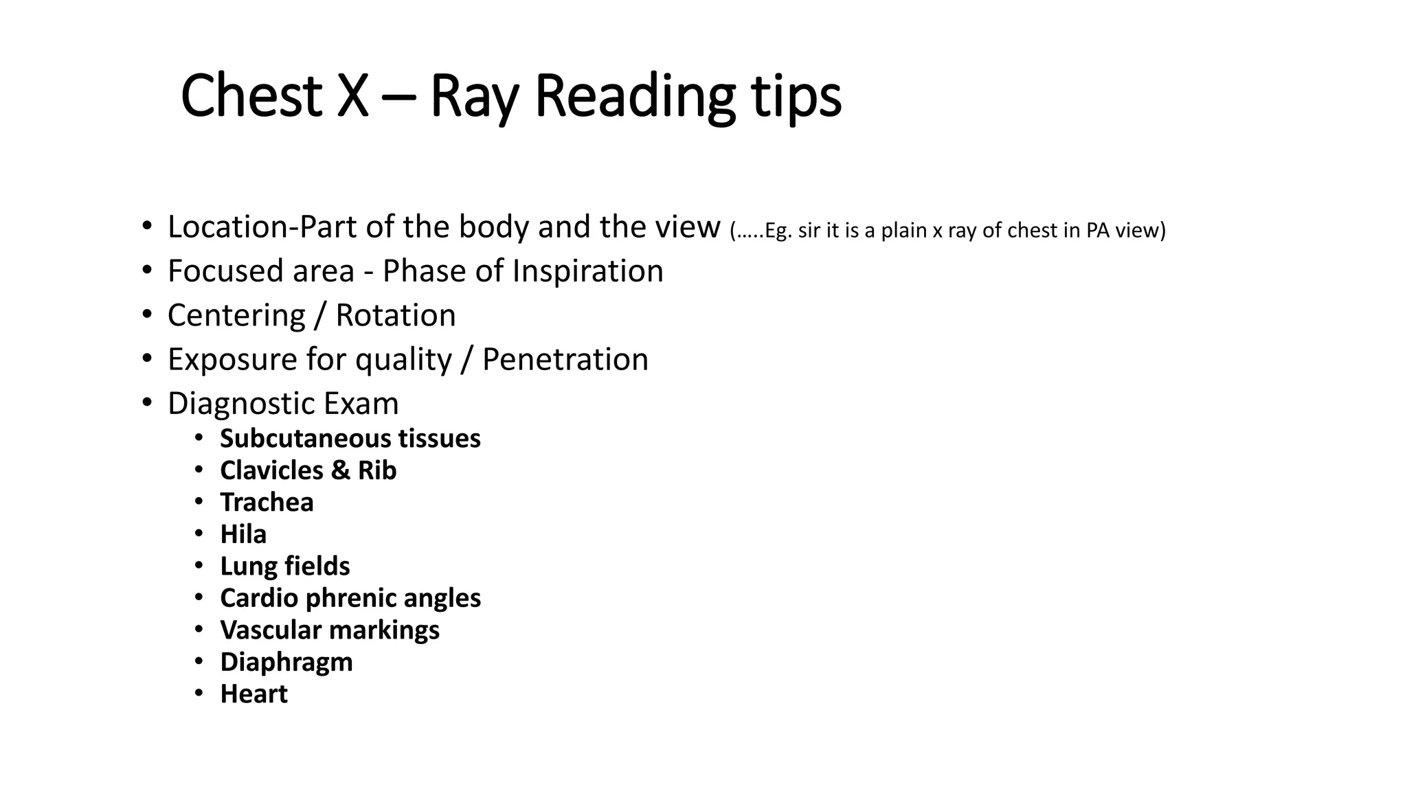 X Ray Reading for UGs | PPTX