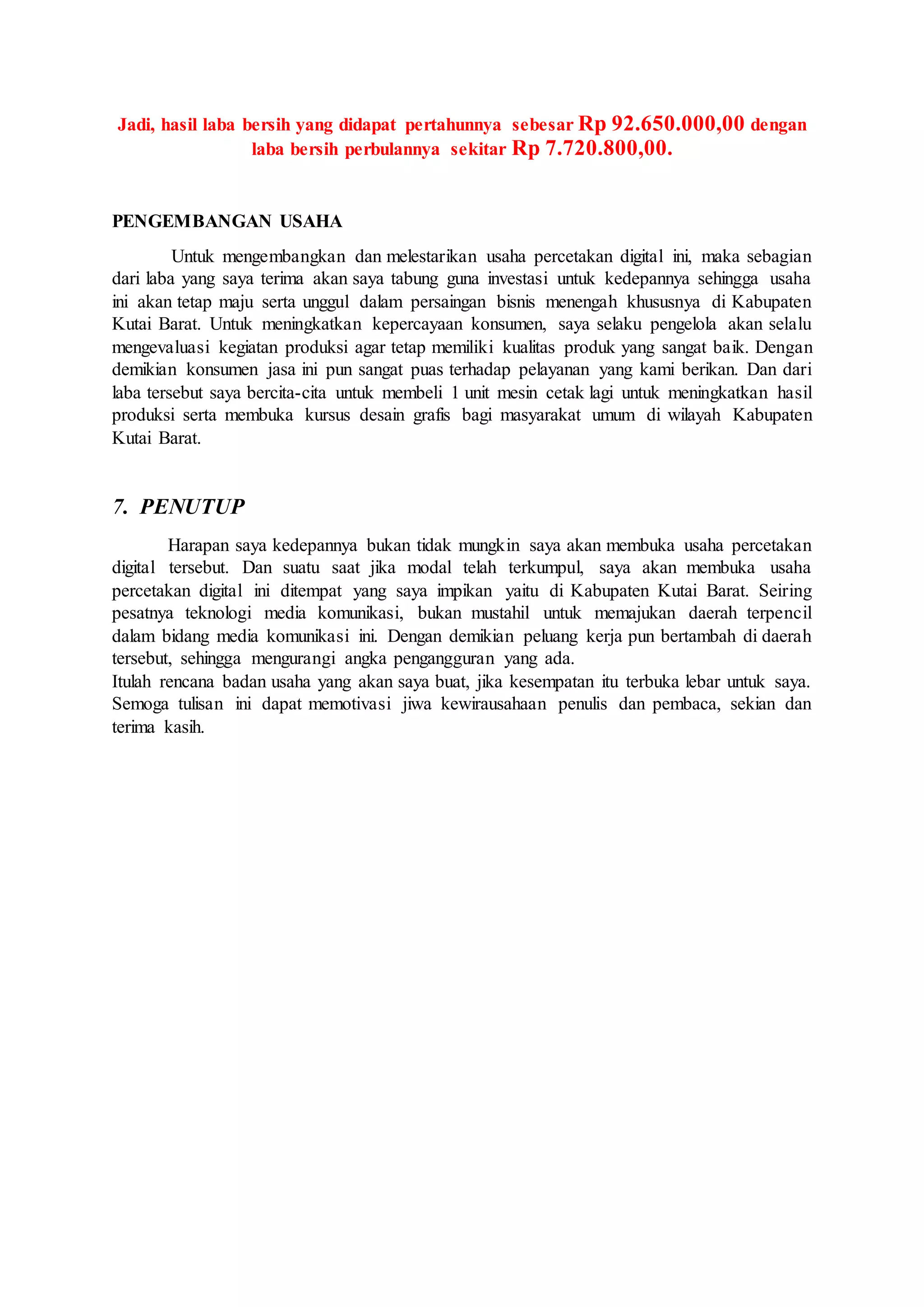 Contoh Proposal Usaha Digital Printing | PDF Contoh Proposal Usaha Digital Printing | PDF