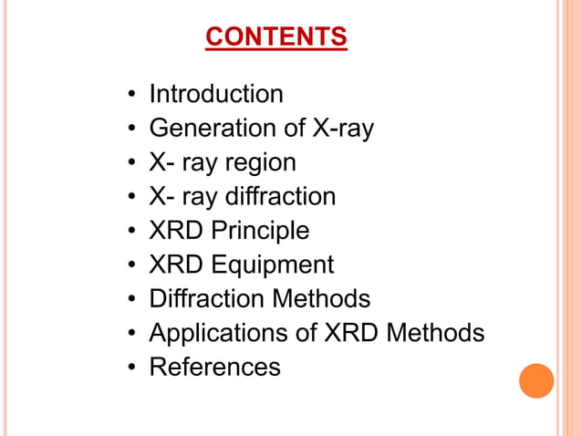 X-Ray Diffraction and Diffraction Methods BASICS | PPTX | Chemistry ...
