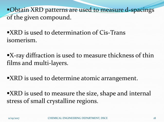 Xrd (X-ray Diffraction) presentation | PPTX | Chemistry | Science