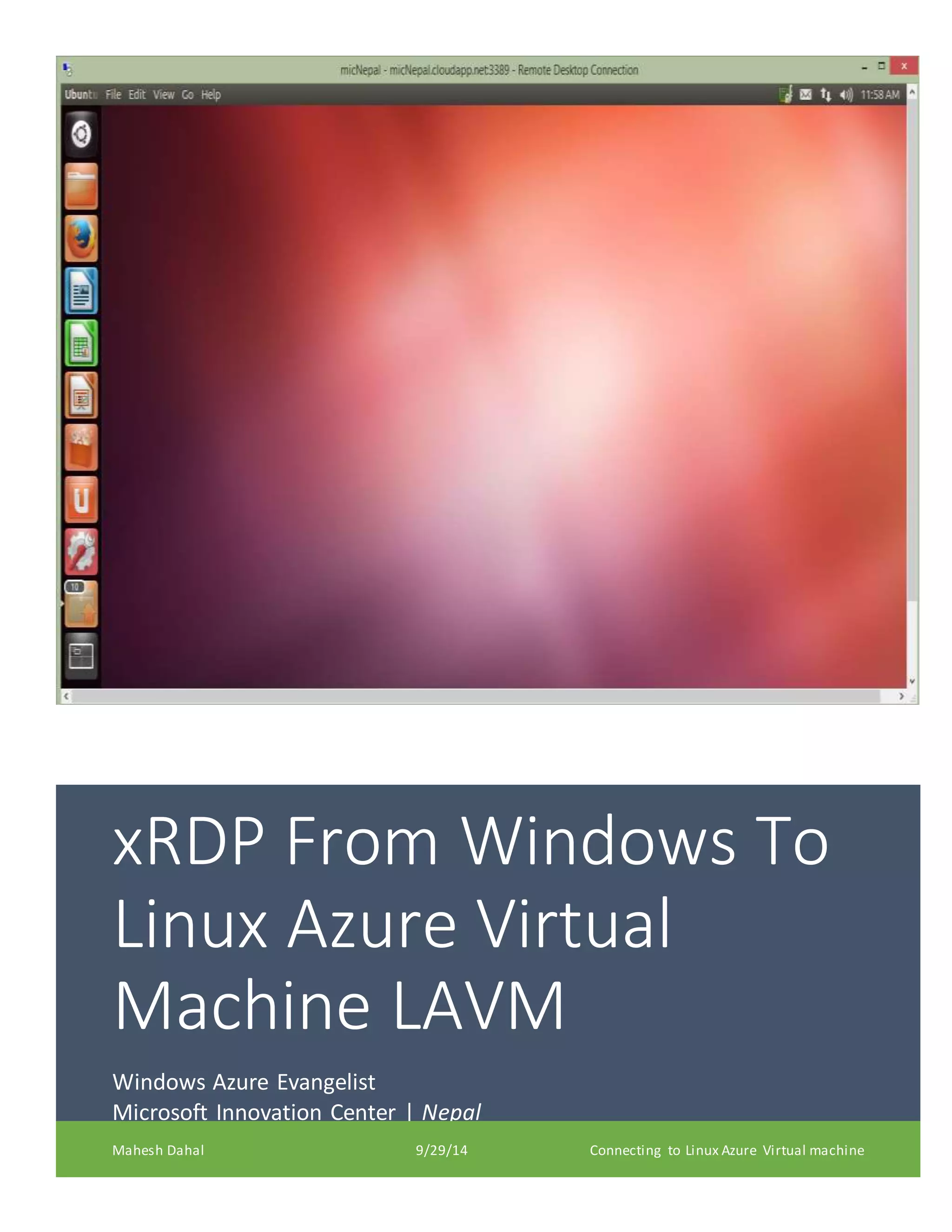 RDP Connection to Linux Azure Virtual Machine | PDF