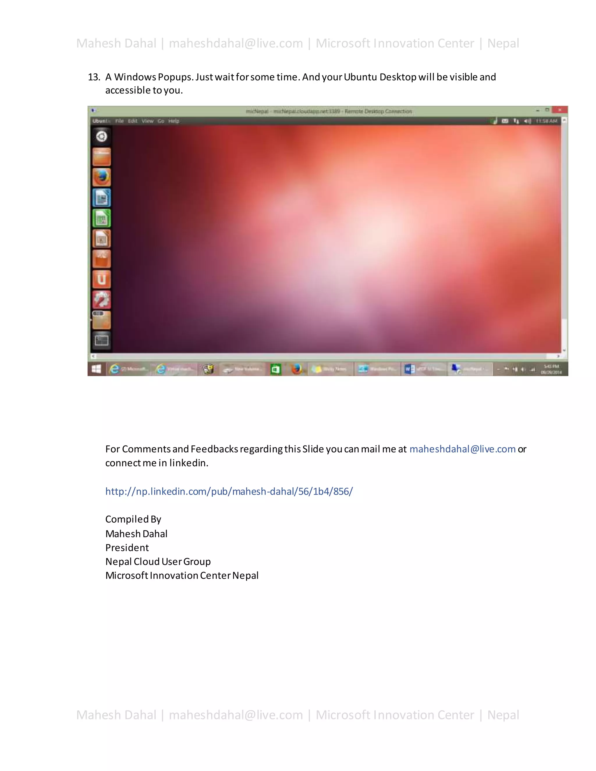 RDP Connection to Linux Azure Virtual Machine | PDF