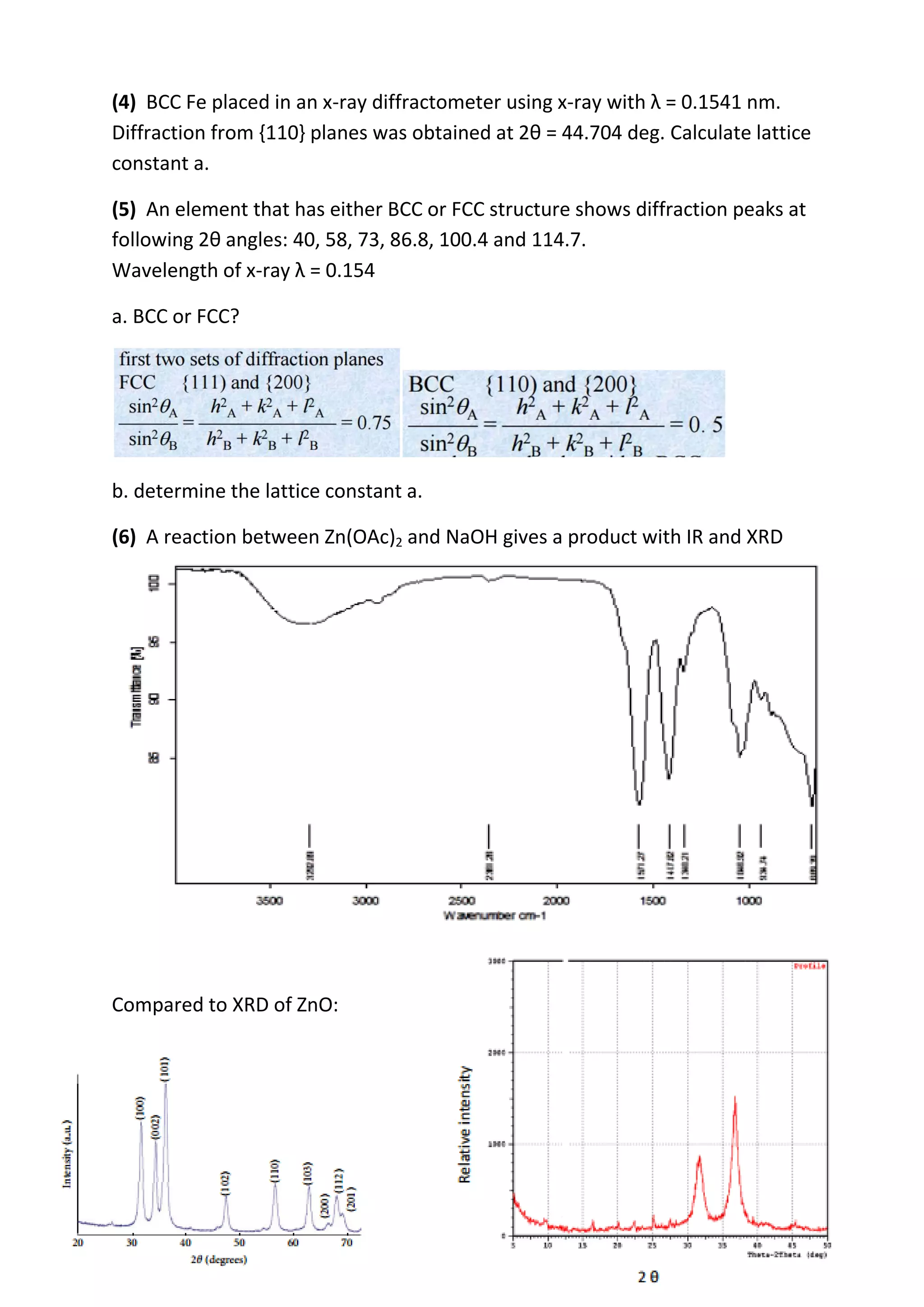 XRD spectroscopy training sheet | PDF