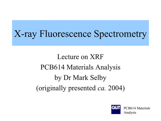 XRF Lecture Notes | PPT
