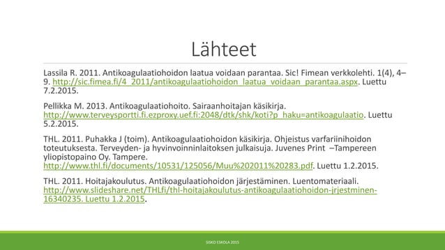 Antikoagulaatiohoito | PPT