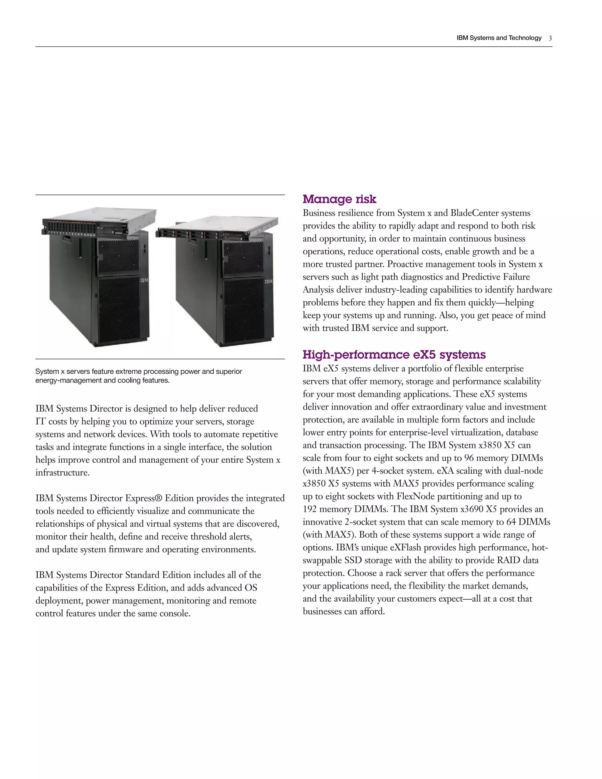 IBM System x family brochure System x rack, BladeCenter and tower ...