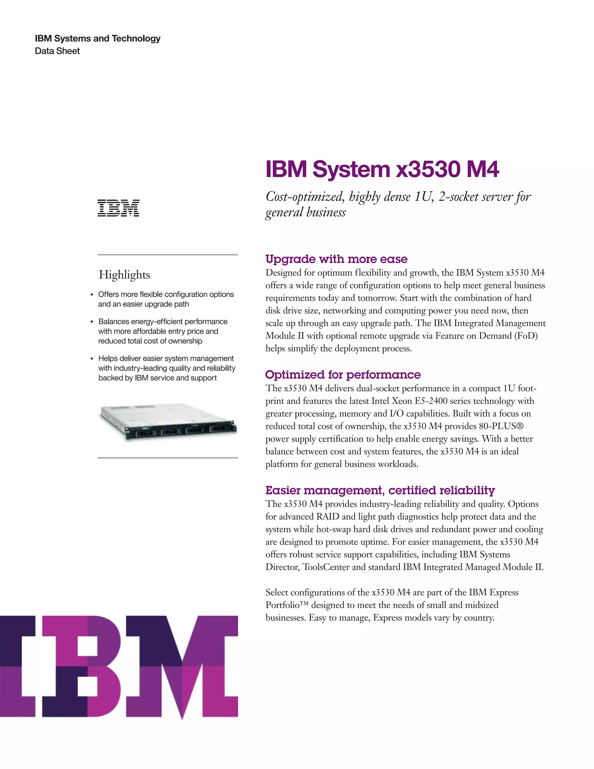 IBM System x3530 M4 | PDF
