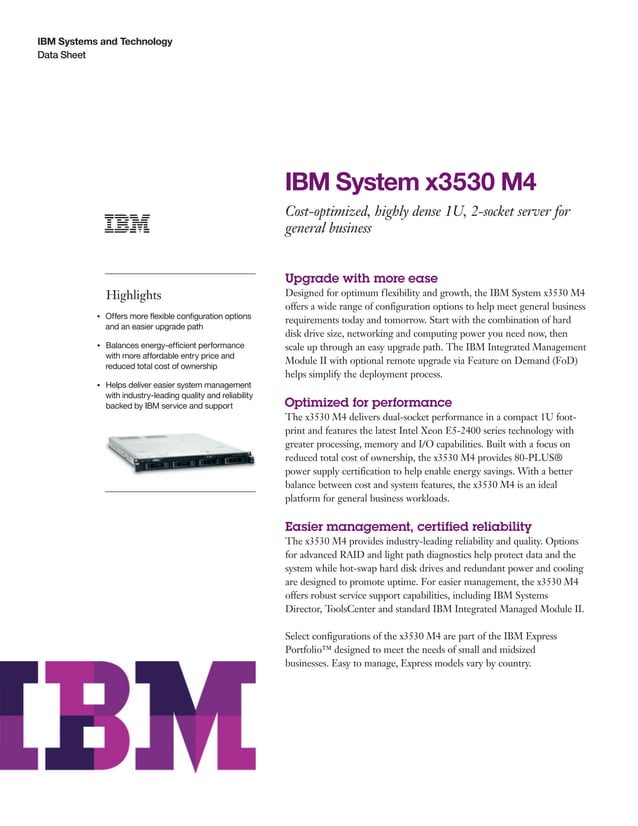 IBM System x3530 M4 | PDF