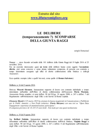 LE DELIBERE (temporaneamente ?) SCOMPARSE DELLA GIUNTA RAGGI | DOCX