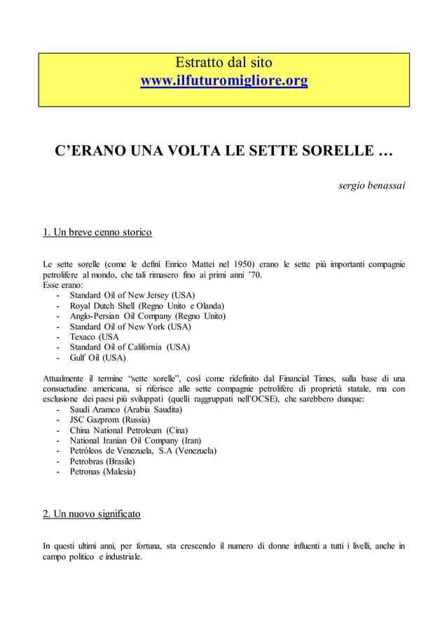 C’ERANO UNA VOLTA LE SETTE SORELLE … | PDF