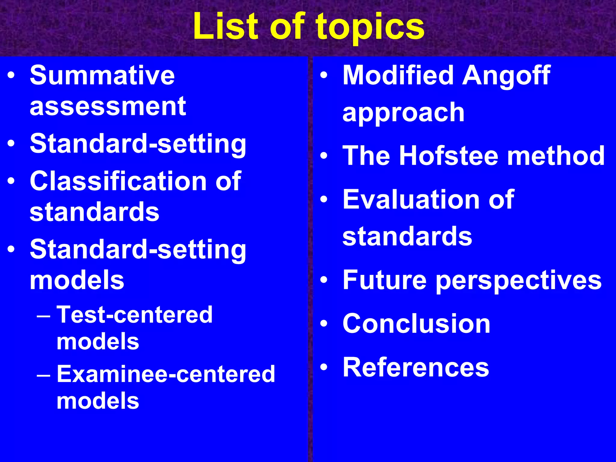 Standard Setting In Medical Exams | PPT