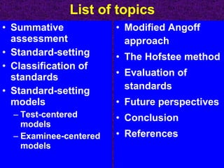 Standard Setting In Medical Exams | PPT
