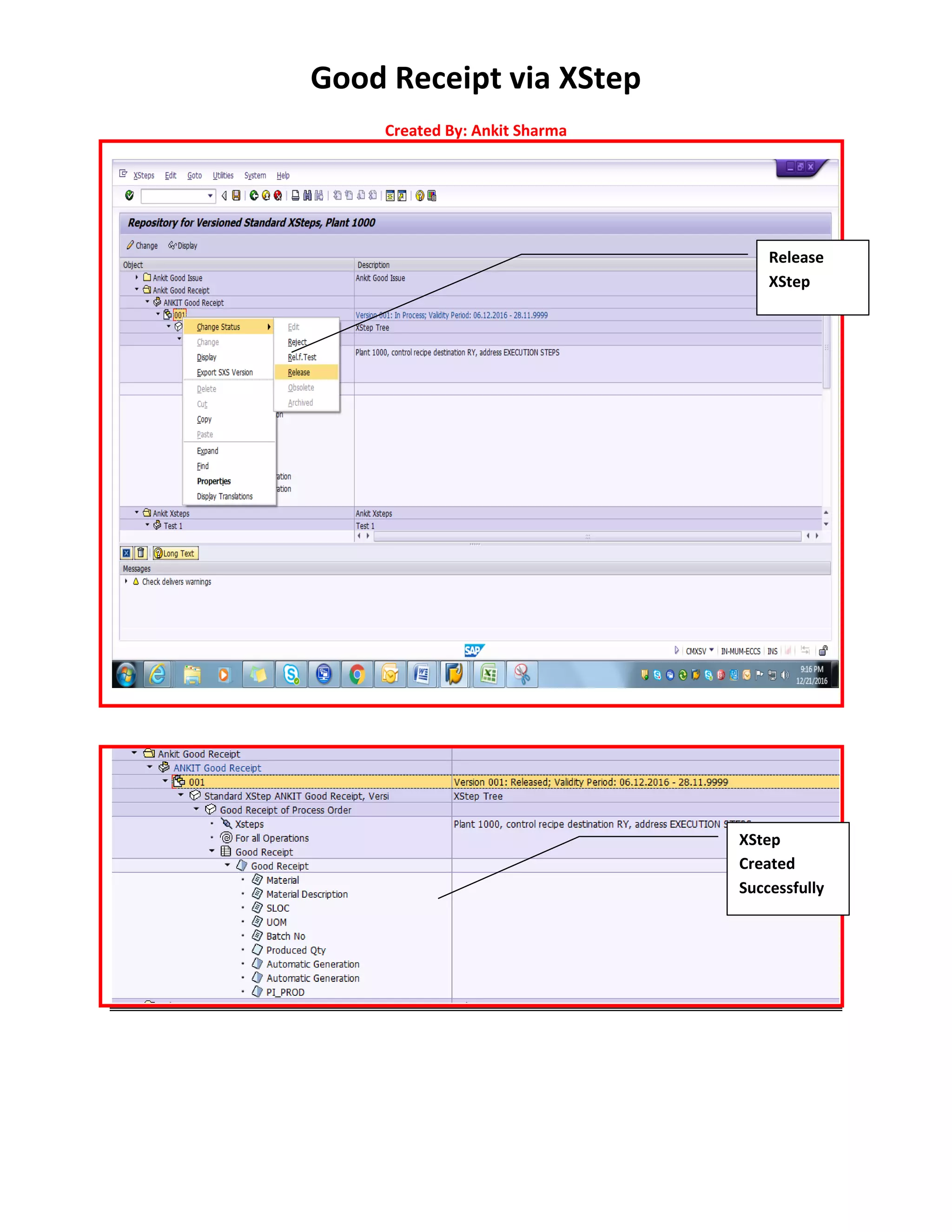 Good Receipt via XStep - Process Management | PDF