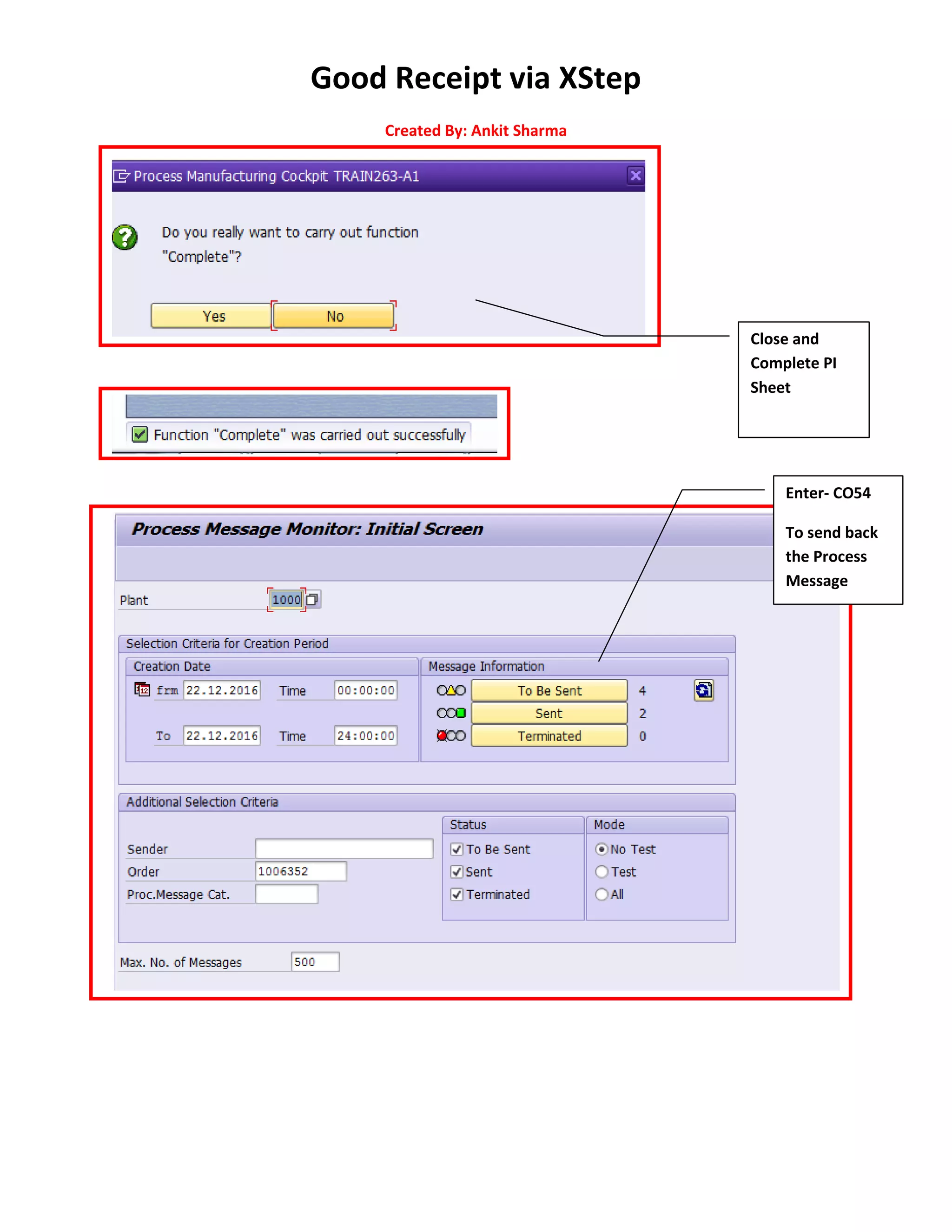 Good Receipt via XStep - Process Management | PDF