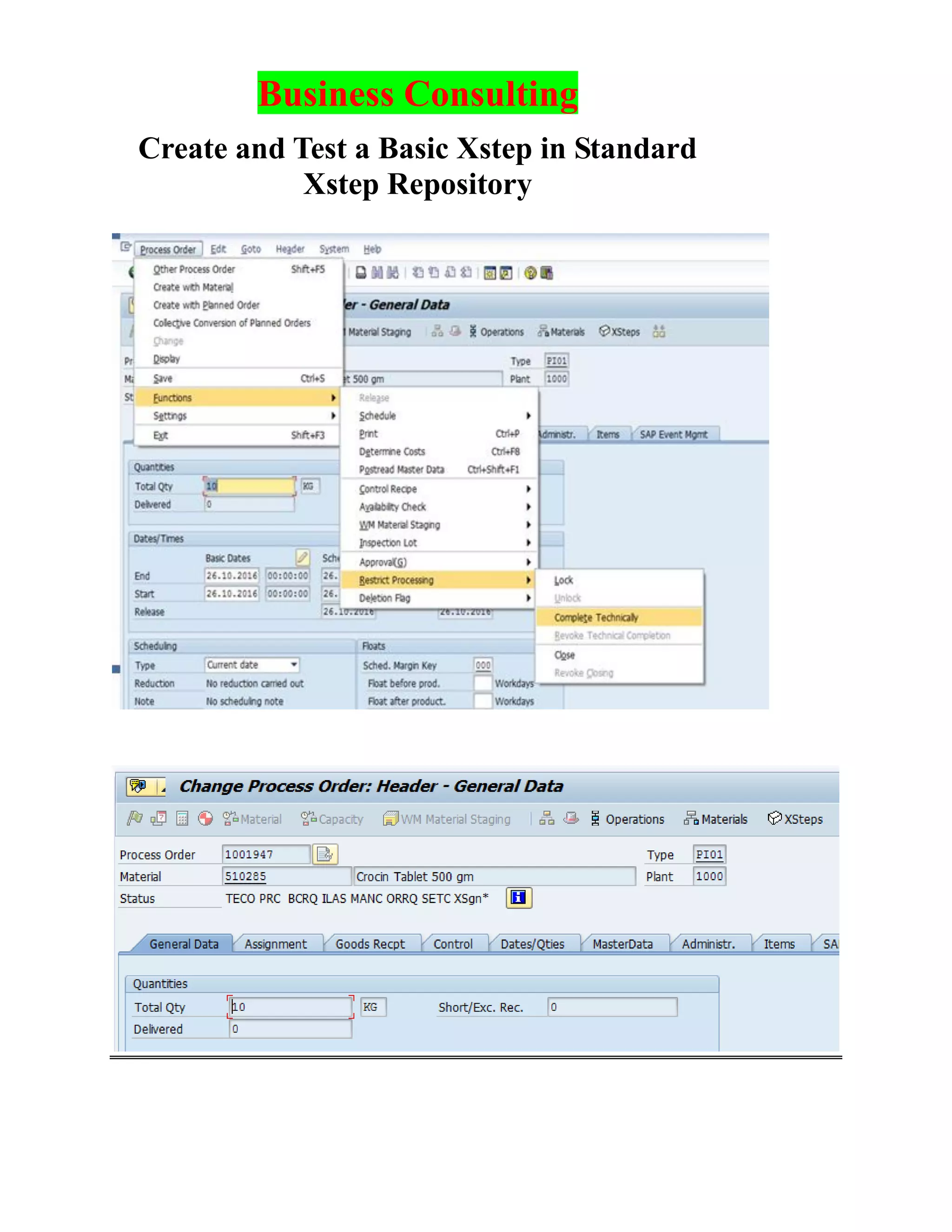Create SAP Xstep - SAP PP-PI | PDF