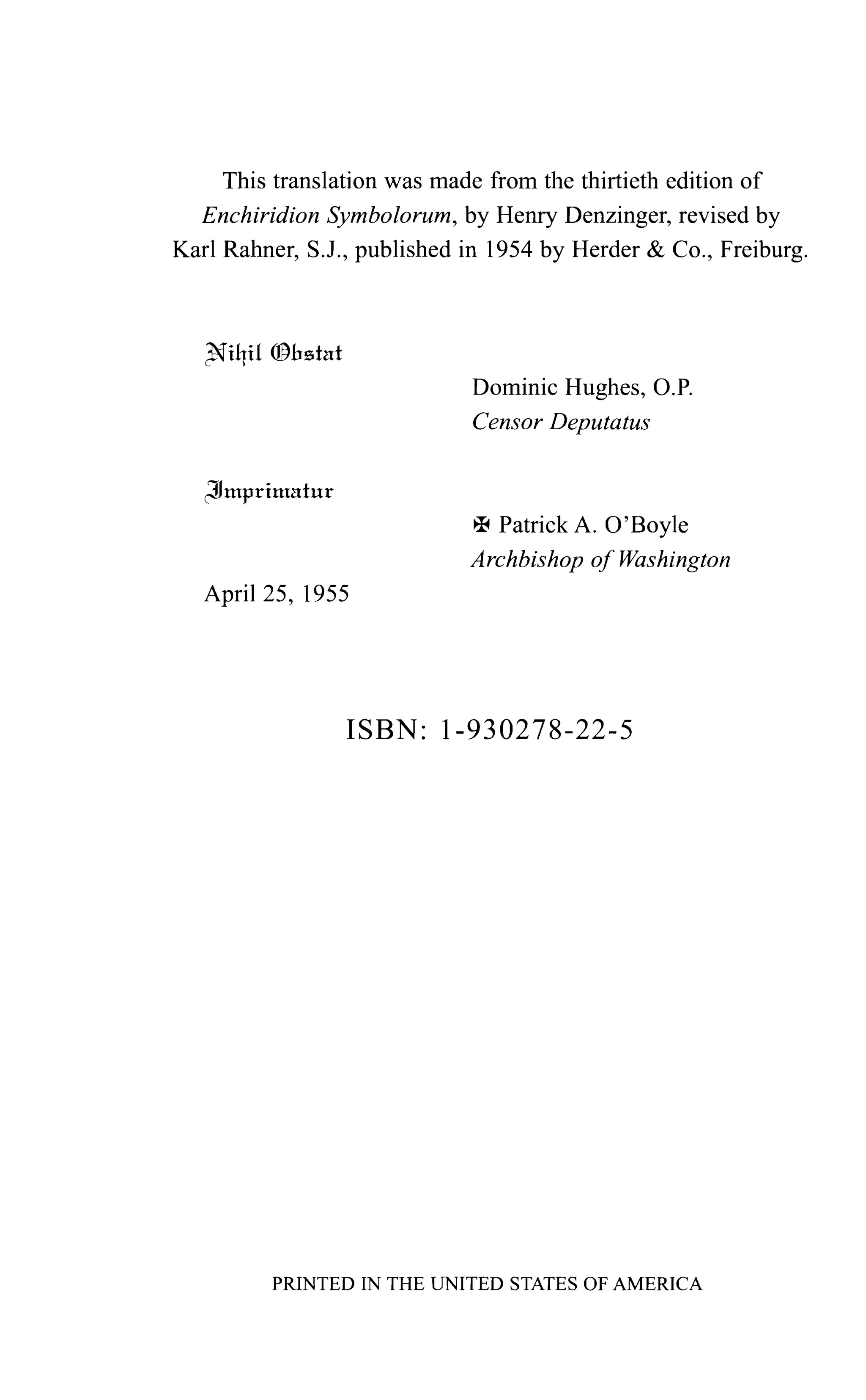 Enchiridion symbolorum - The sources of Catholic dogma (EN) | PDF