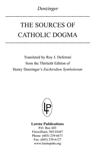 Enchiridion symbolorum - The sources of Catholic dogma (EN) | PDF