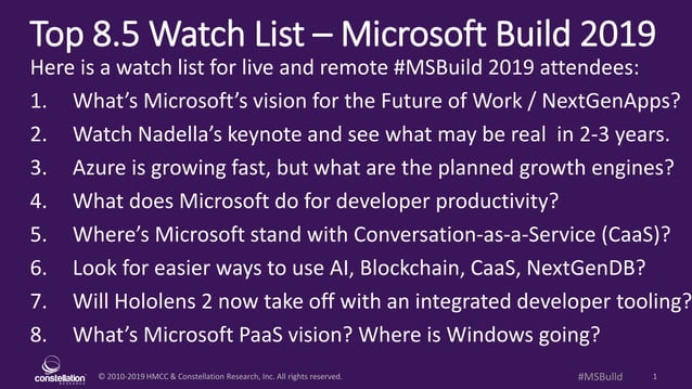 8.5 Things to pay attention to at Microsoft Build 2019 | PDF