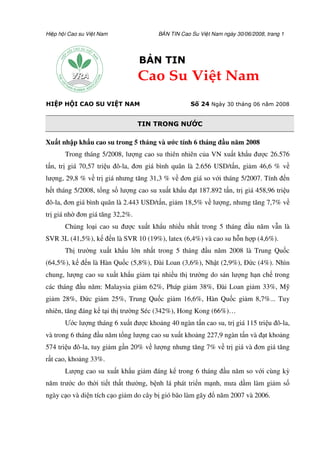 Xuat nhap khau cao su tron g5 thang va uoc tinh 06 thang 2008 | PDF
