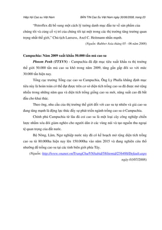 Xuat nhap khau cao su tron g5 thang va uoc tinh 06 thang 2008 | PDF