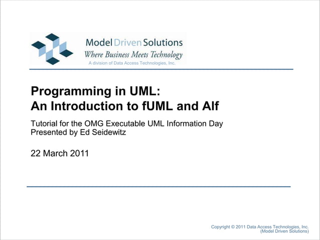 Programming In Uml An Introduction To Fuml And Alf Ppt