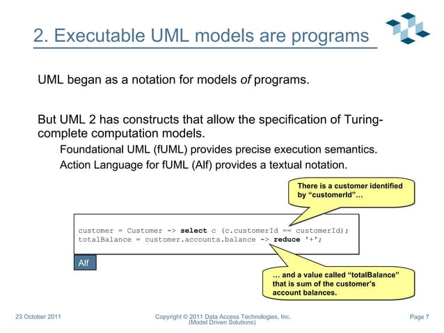 Models, Programs and Executable UML | PPT