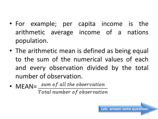 Programed instructional material: Arithmetic mean | PPT