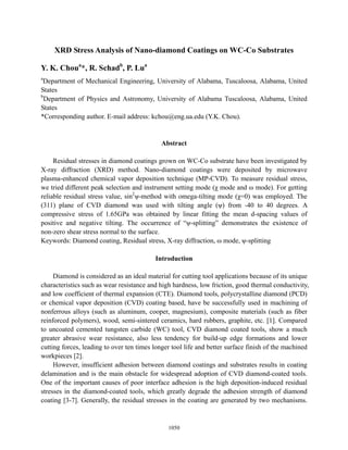 MS&T2010 XRD stress analysis of nano diamond coatings on wc-co ...