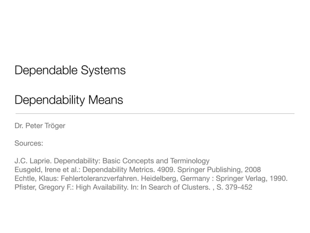 Dependable Systems -Dependability Means (3/16) | PPT