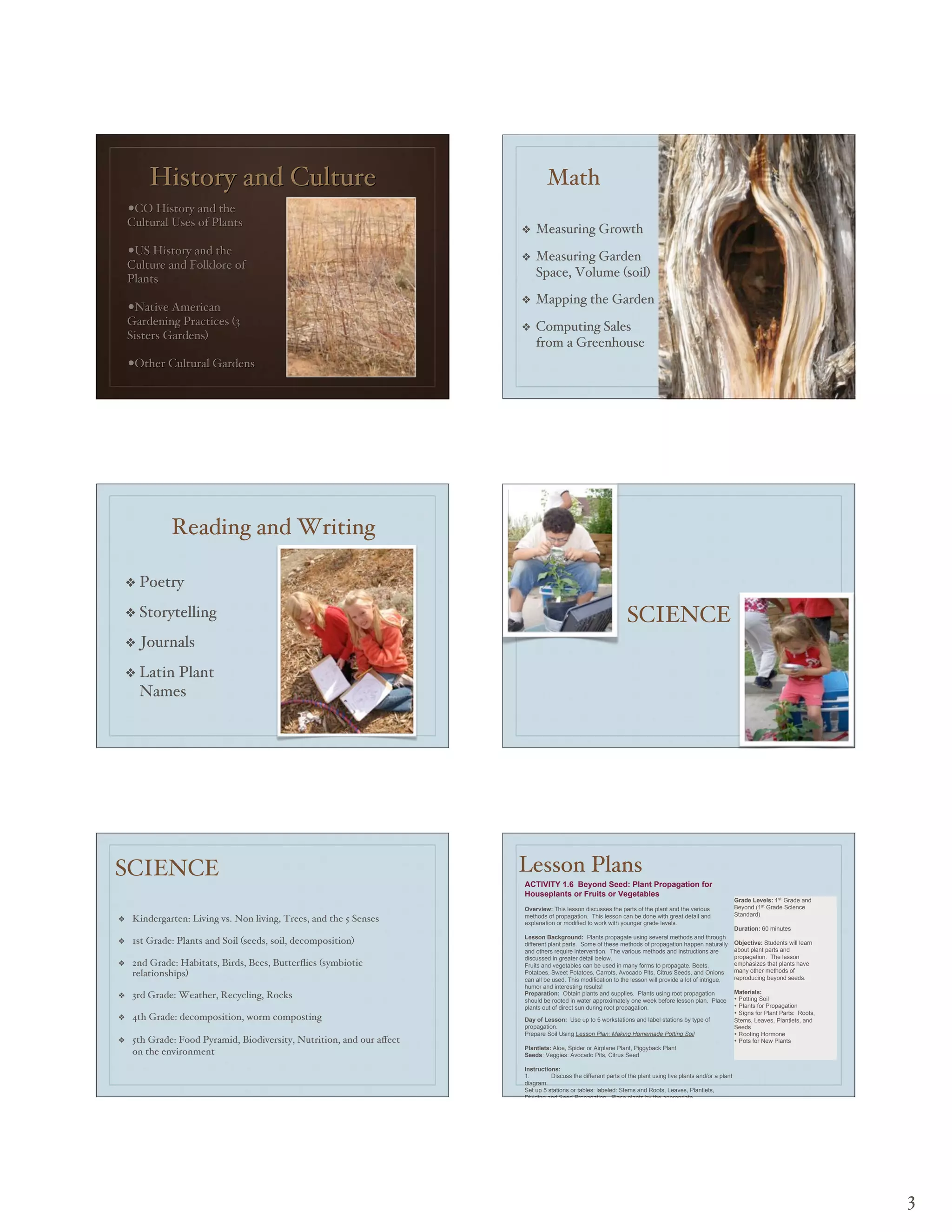 Colorado School Gardening Handouts: Integrating Curriculum | PDF