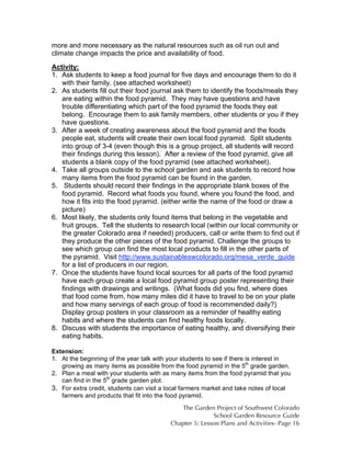 Colorado School Garden Lesson Plan a7: The Local Food Pyramid | PDF