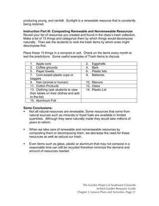 Colorado School Garden Lesson Plan b1: Renewable vs. Non-Renewable ...