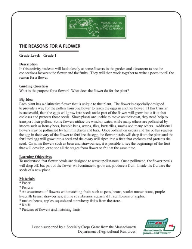 Grade 2 School Garden Lesson Plan Pollination Lesson