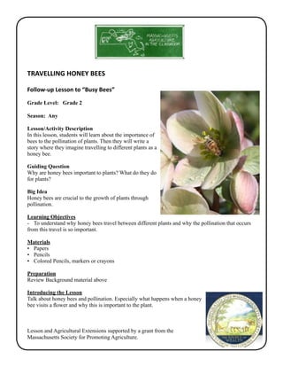 Grade 2 School Garden Lesson Plan - Pollination Lesson; Travelling ...
