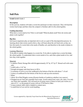 Grade 2 School Garden Lesson Plan - Seeds Lesson; Soil Pets ...