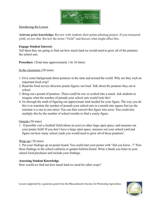 Grade 3 School Garden Lesson Plan - Potato Fields Forever ...