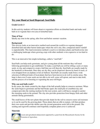 Grade 3 School Garden Lesson Plan - Seed Lesson; Seed Balls: Try your ...