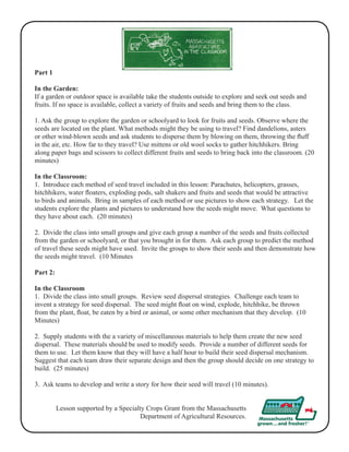 Grade 3 School Garden Lesson Plan - Seeds Lesson; Seed Dispersal ...