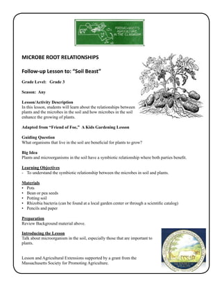 Grade 3 School Garden Lesson Plan - Soil Lesson; Plant Root Symbiosis ...