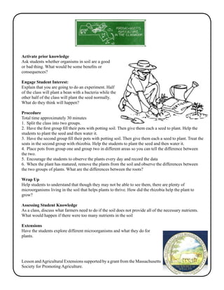 Grade 3 School Garden Lesson Plan - Soil Lesson; Plant Root Symbiosis ...