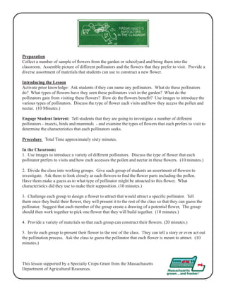 Grade 4 School Garden Lesson Plan - Pollination Lesson; Who's the ...