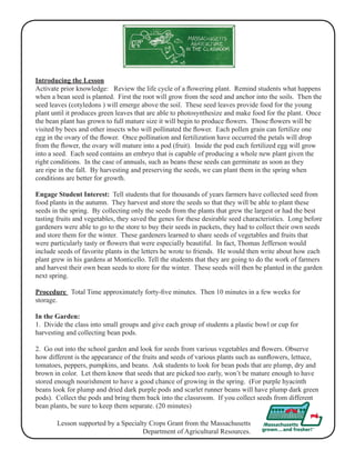 Grade 4 School Garden Lesson Plan - Seeds Lesson; Seed your Saving ...