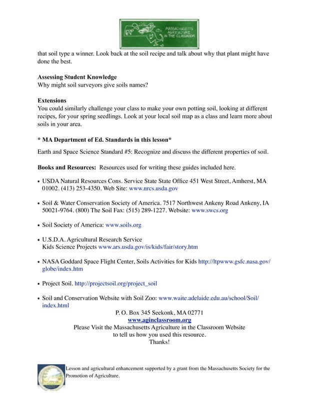 Grade 4 School Garden Lesson Plan - Soils Lesson; Make Your Own Soil ...