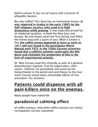 Coffee Enema and Detox Techniques | PDF