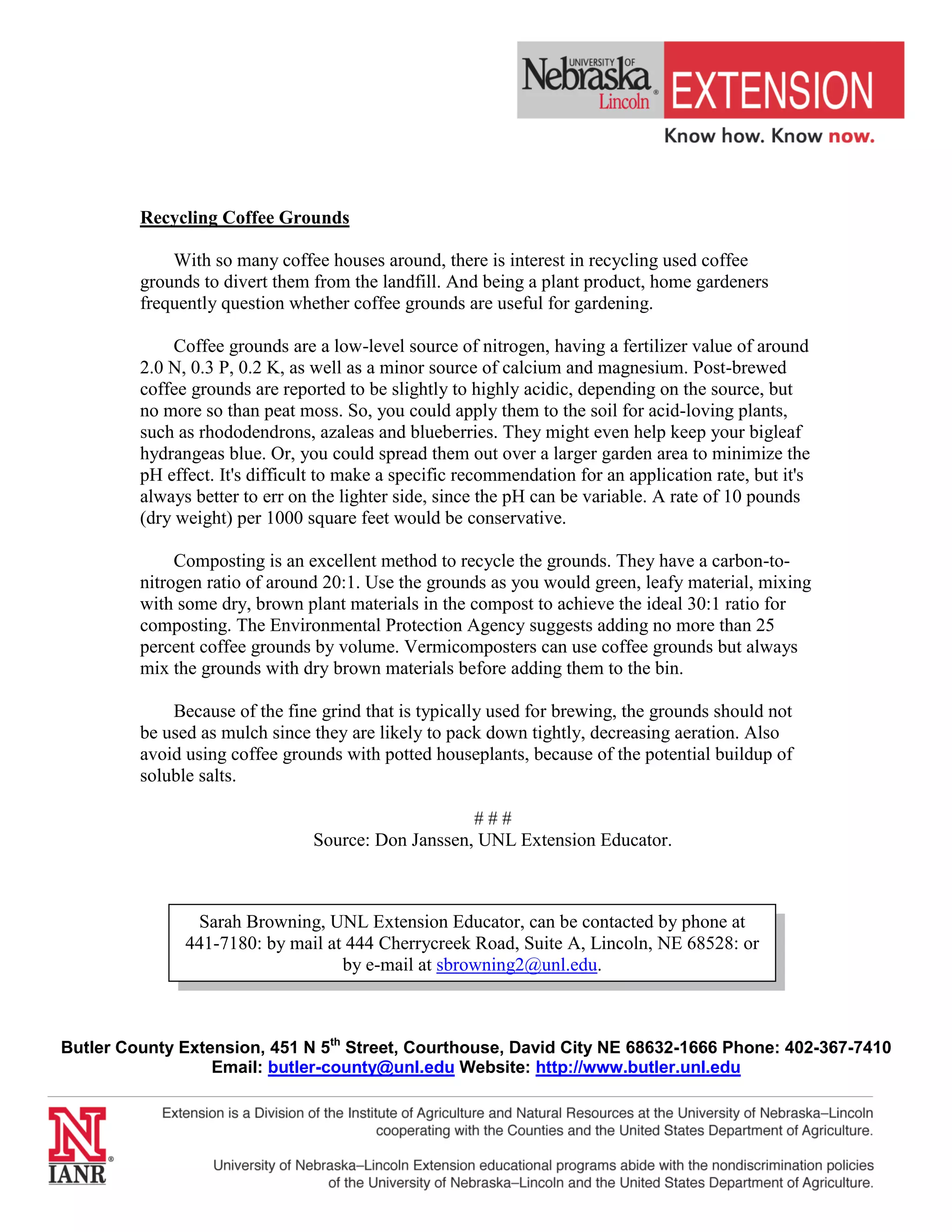 Recycling Coffee Grounds | PDF
