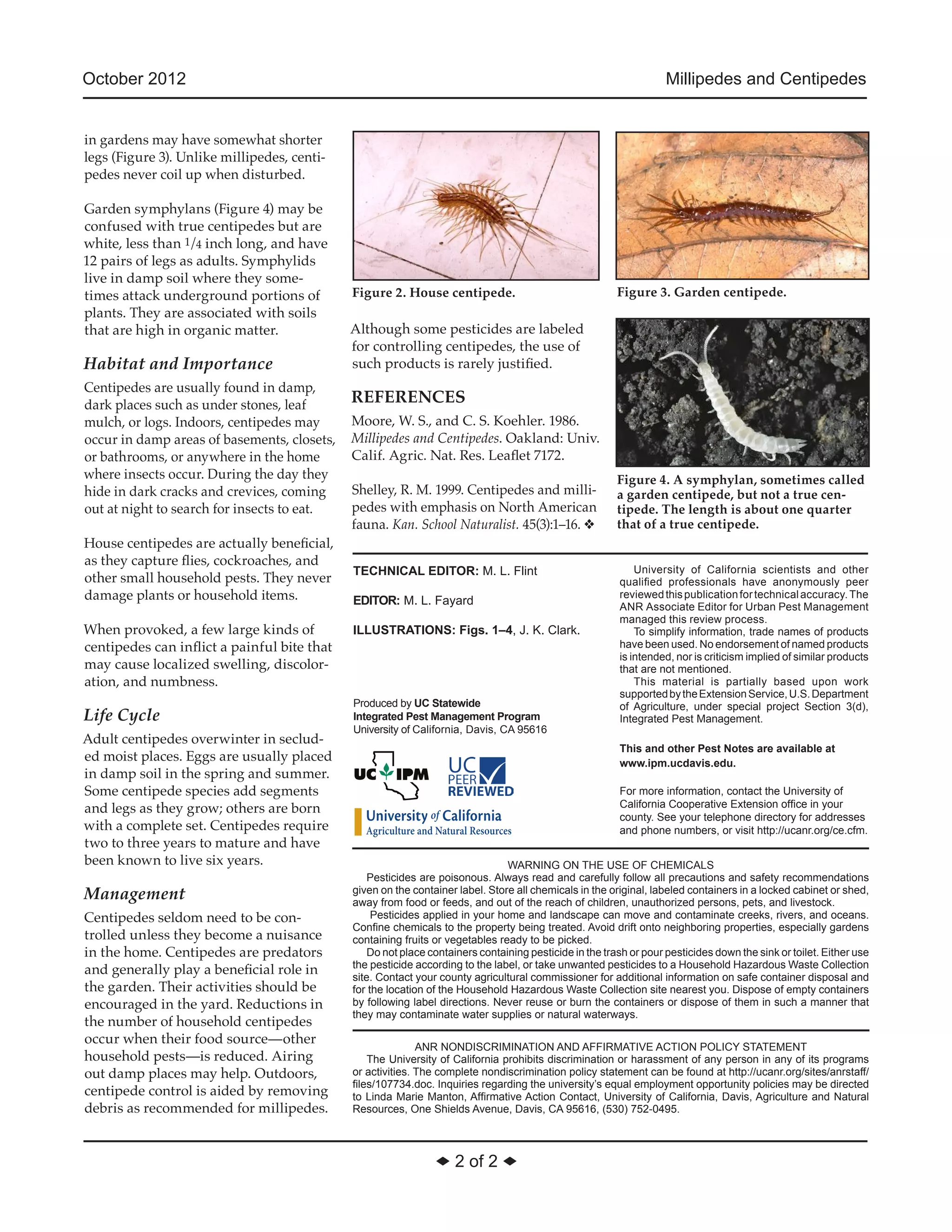 Millipedes and Centipedes Integrated Pest Management | PDF