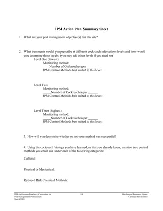 German Cockroach Integrated Pest Management Curriculum | PDF
