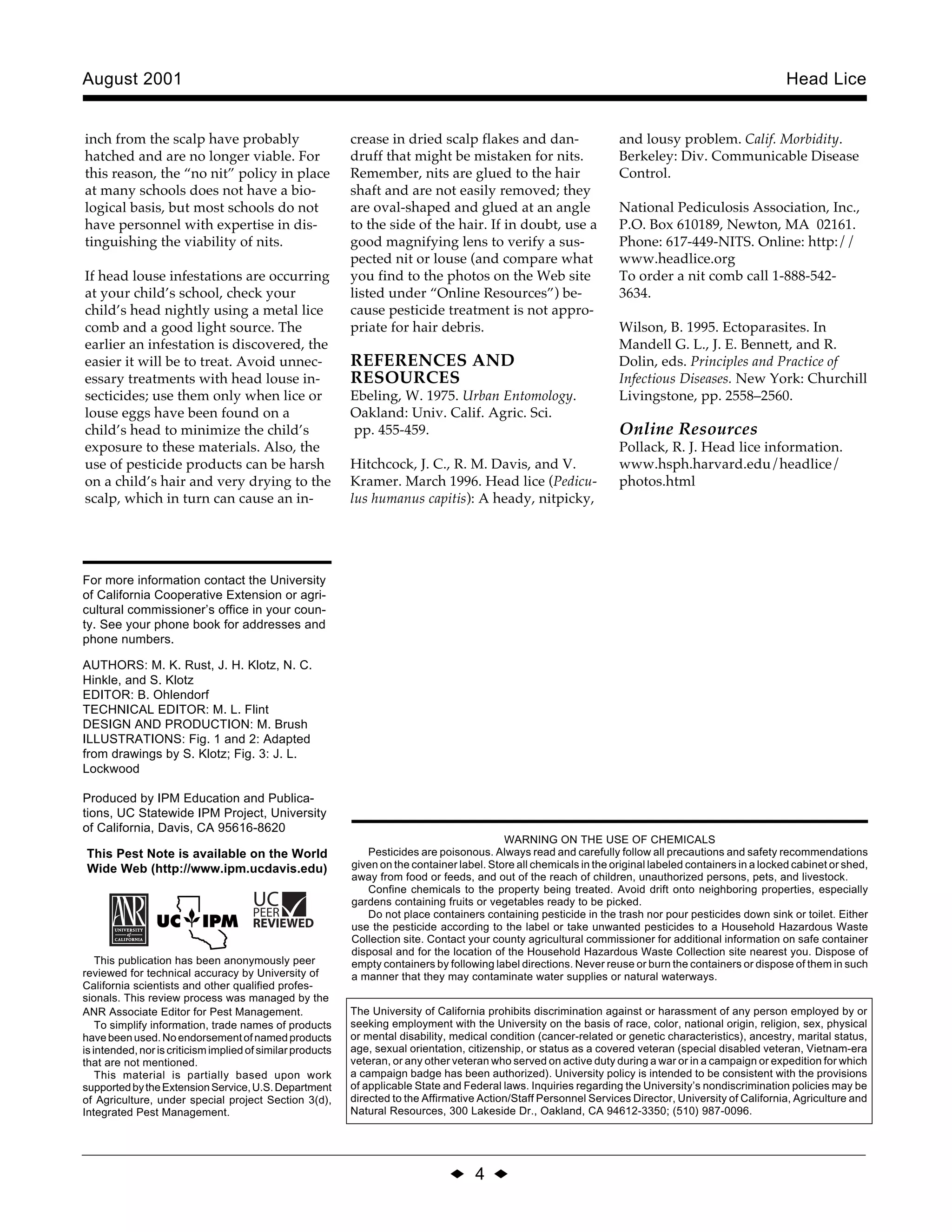 Head Lice Integrated Pest Management | PDF