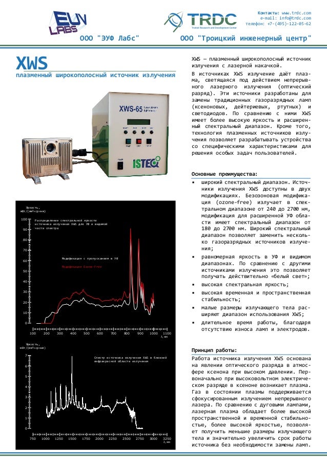 XWS — плазменный широкополосный источник излучения с лазерной накачкой